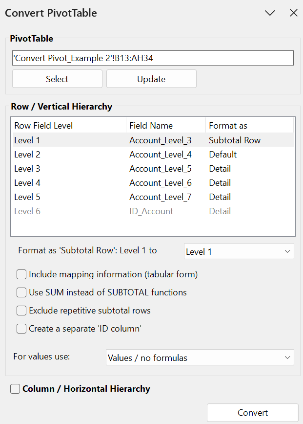 Convert Pivottables To Values Sumifs Getpivotdata Or Cube Functions Automatically In Excel