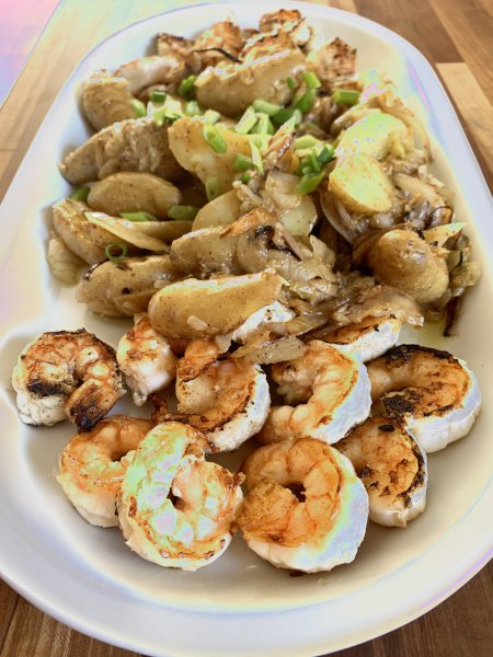 Warm Fingerling Potato Salad with Sauerkraut and Shrimp — My Sunny Kitchen