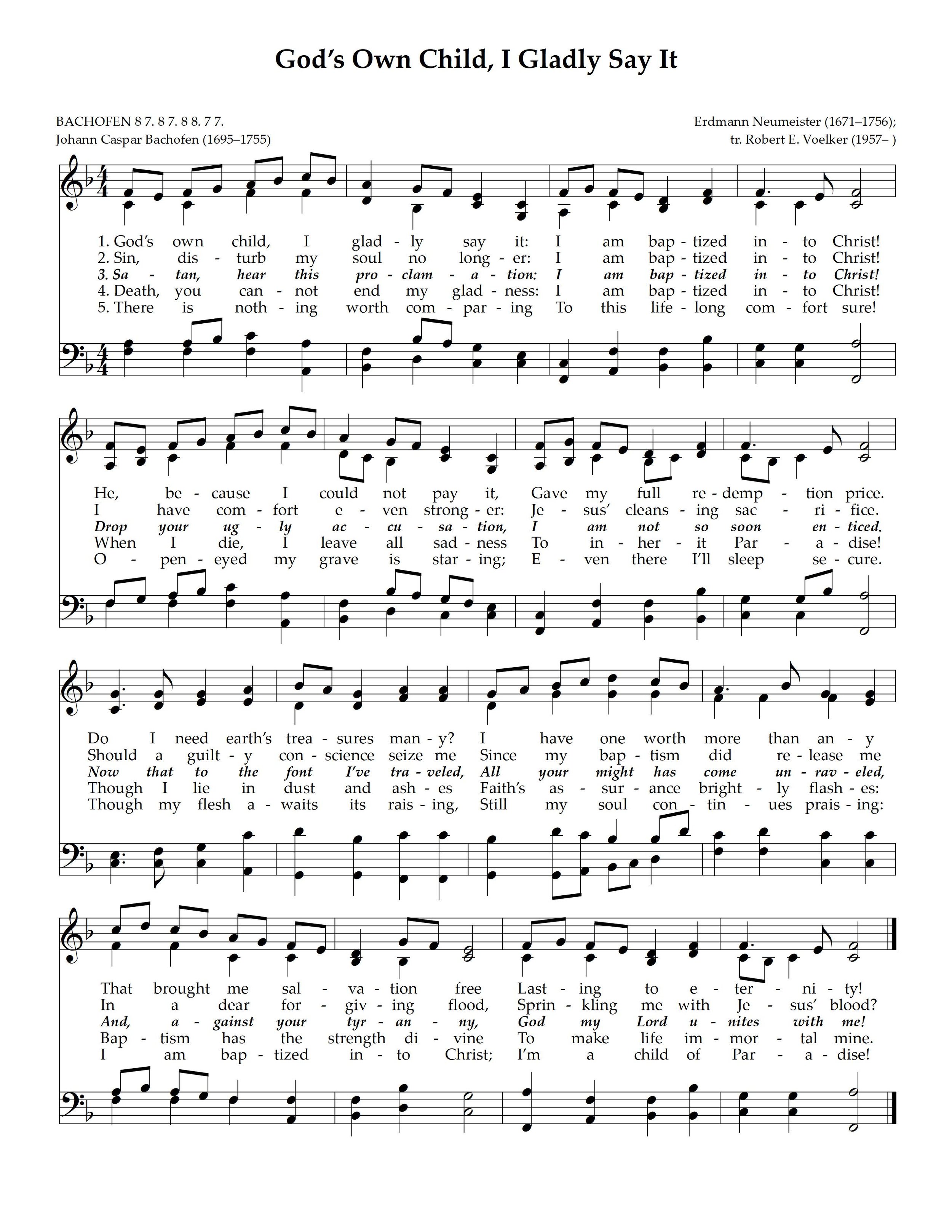 God’s Own Child, I Gladly Say It — Reformation Covenant Church