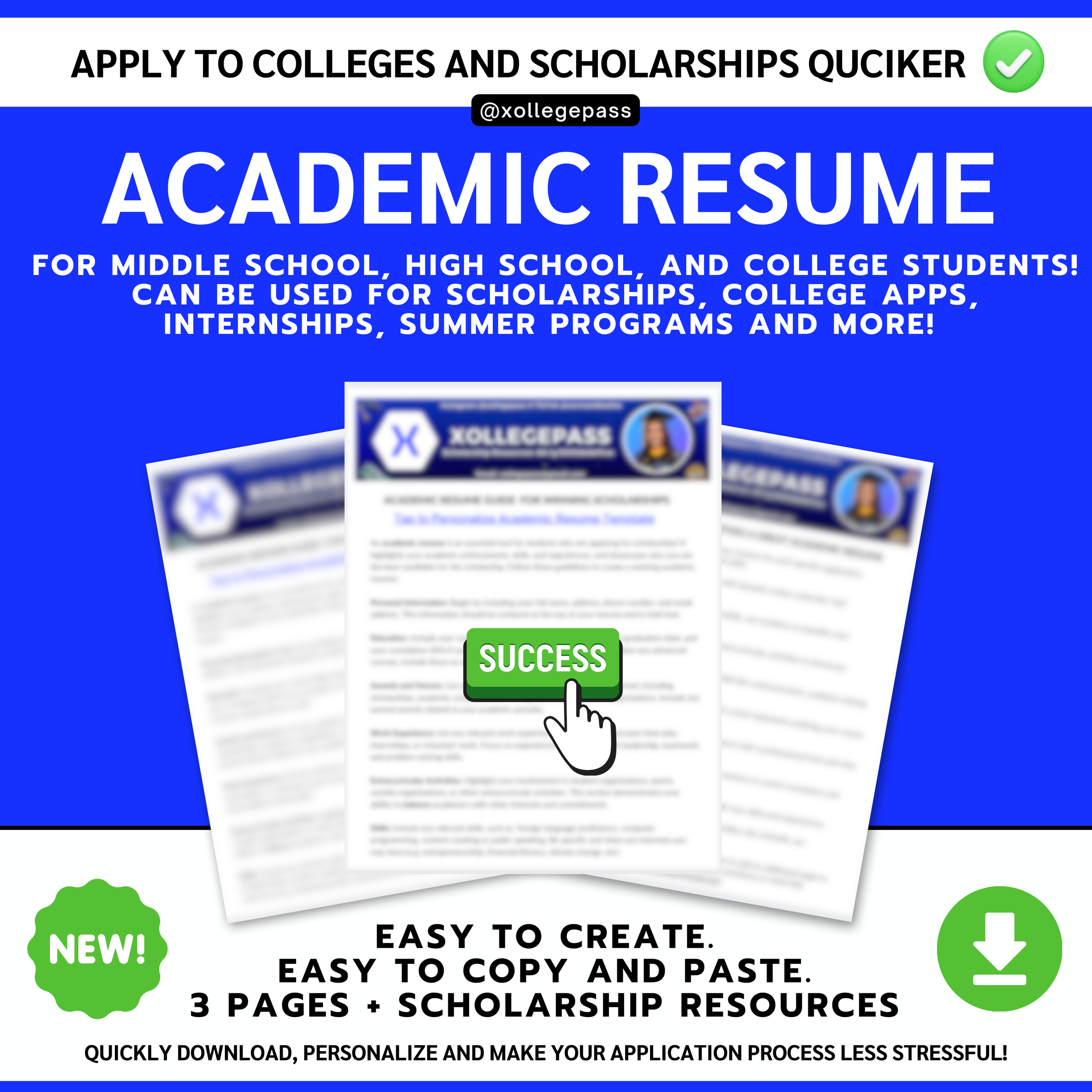 Academic Resumé Template Writing Tips — Xollegepass