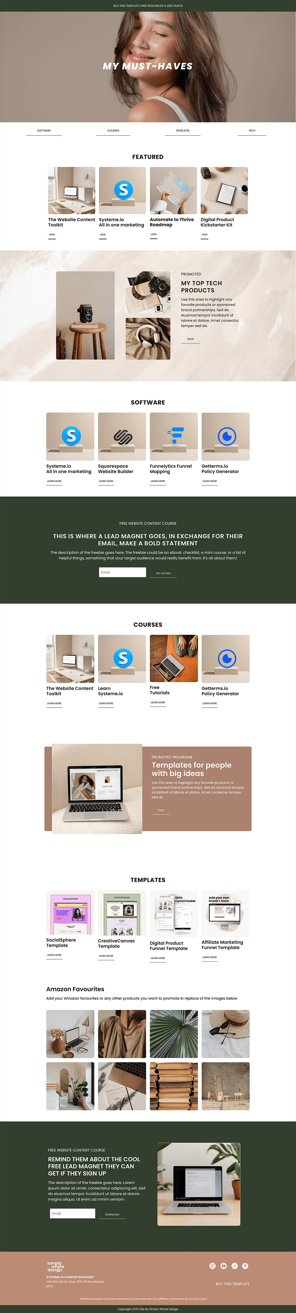 AffiliateAvenue Systemeio Template — Simply Whyte Design