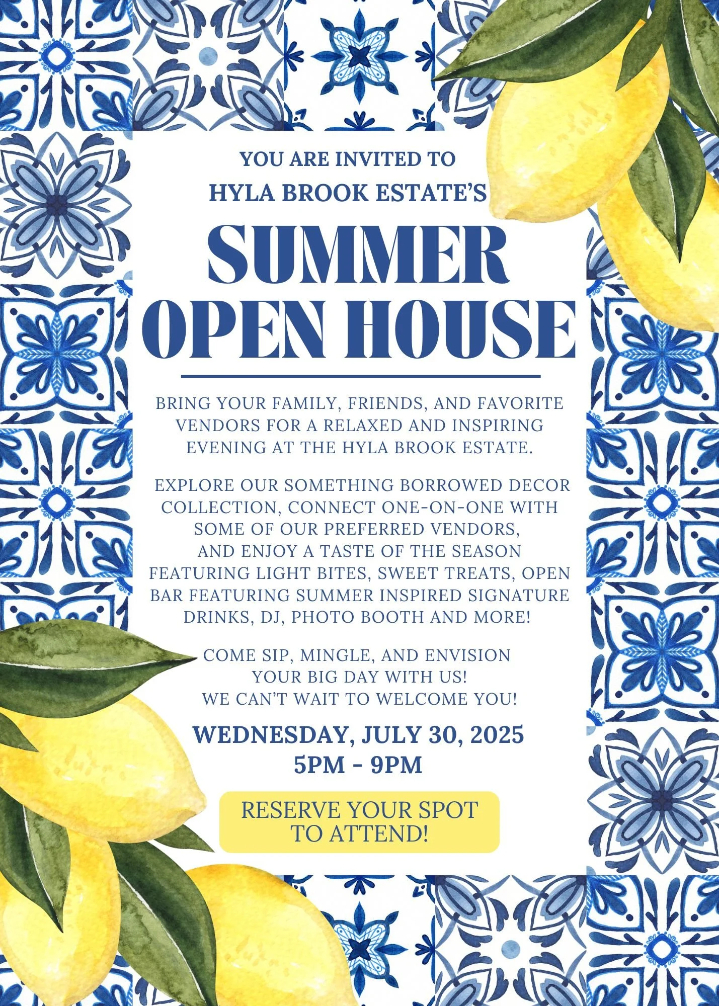 Open House Events — Hyla Brook Estate