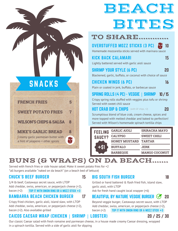 Food Menu — Castaways Conch Bar & Island Grill