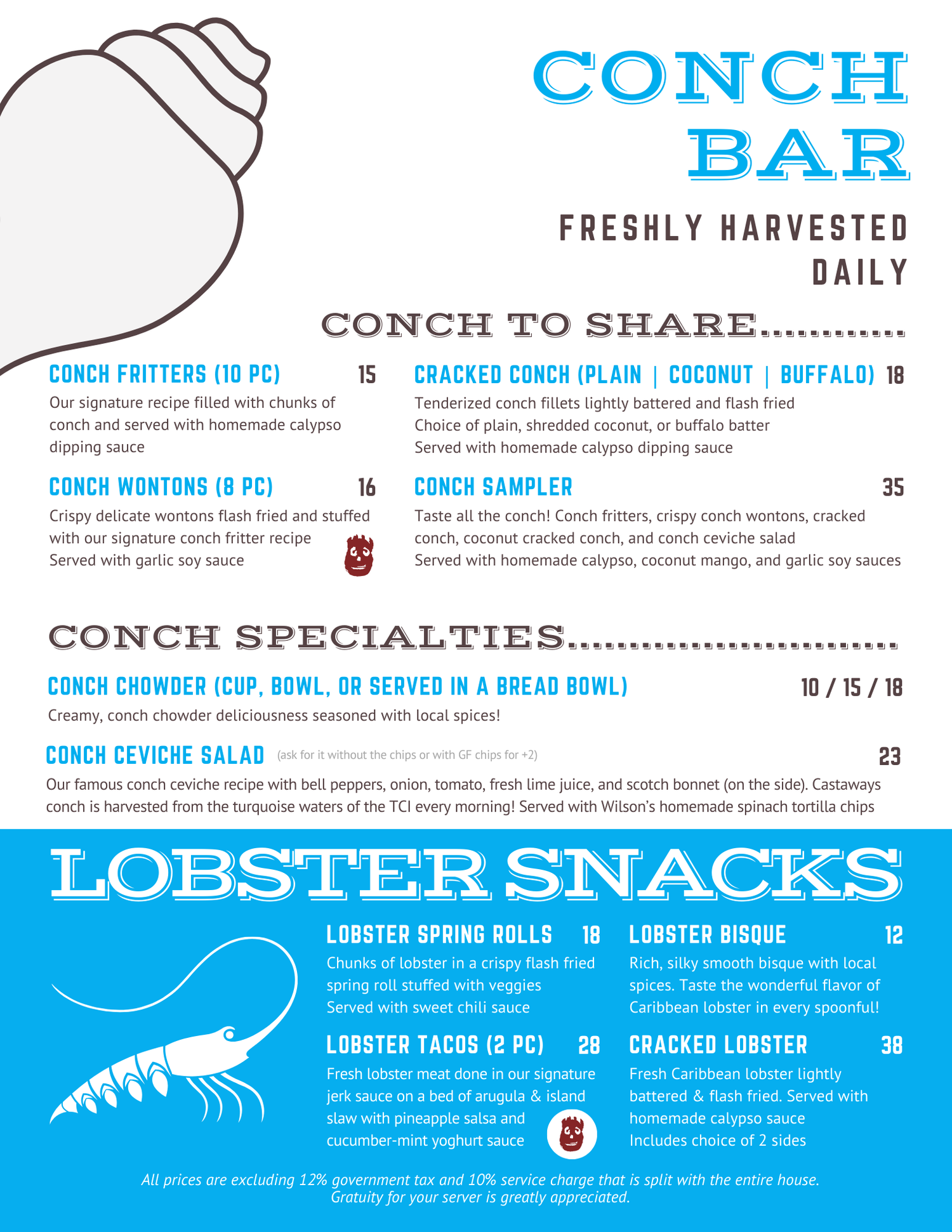 Food Menu — Castaways Conch Bar & Island Grill