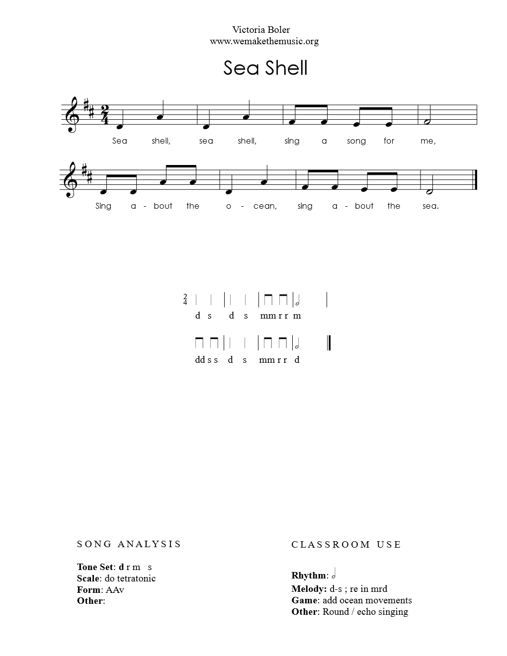 Songs for Teaching Half Notes — Victoria Boler