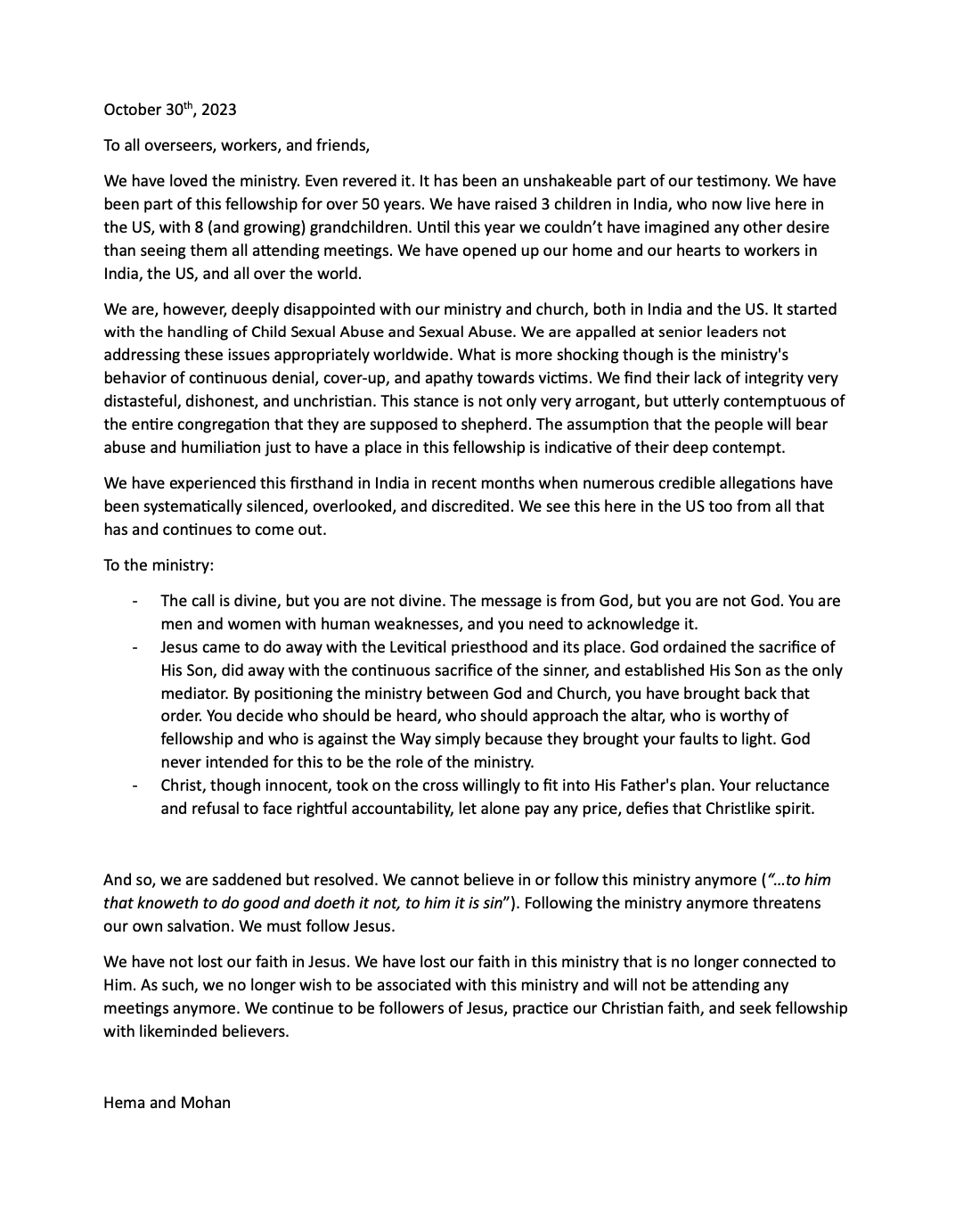 India Abuses Crisis: Anonymous Letter ‘Tell the Truth’ — Mission ...