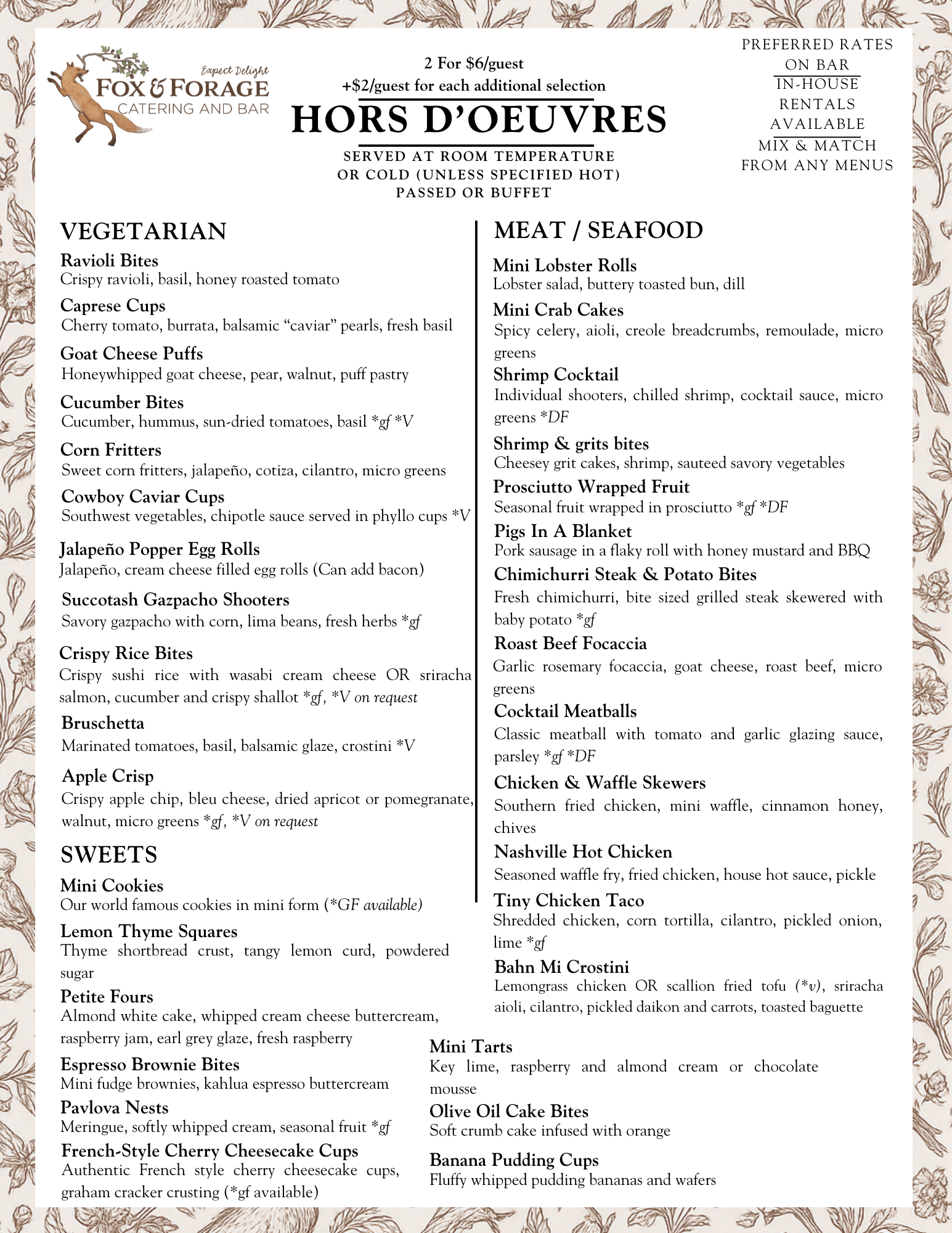 Menus — Fox & Forage Bar & Catering - Oklahoma's Local Bar & Catering ...