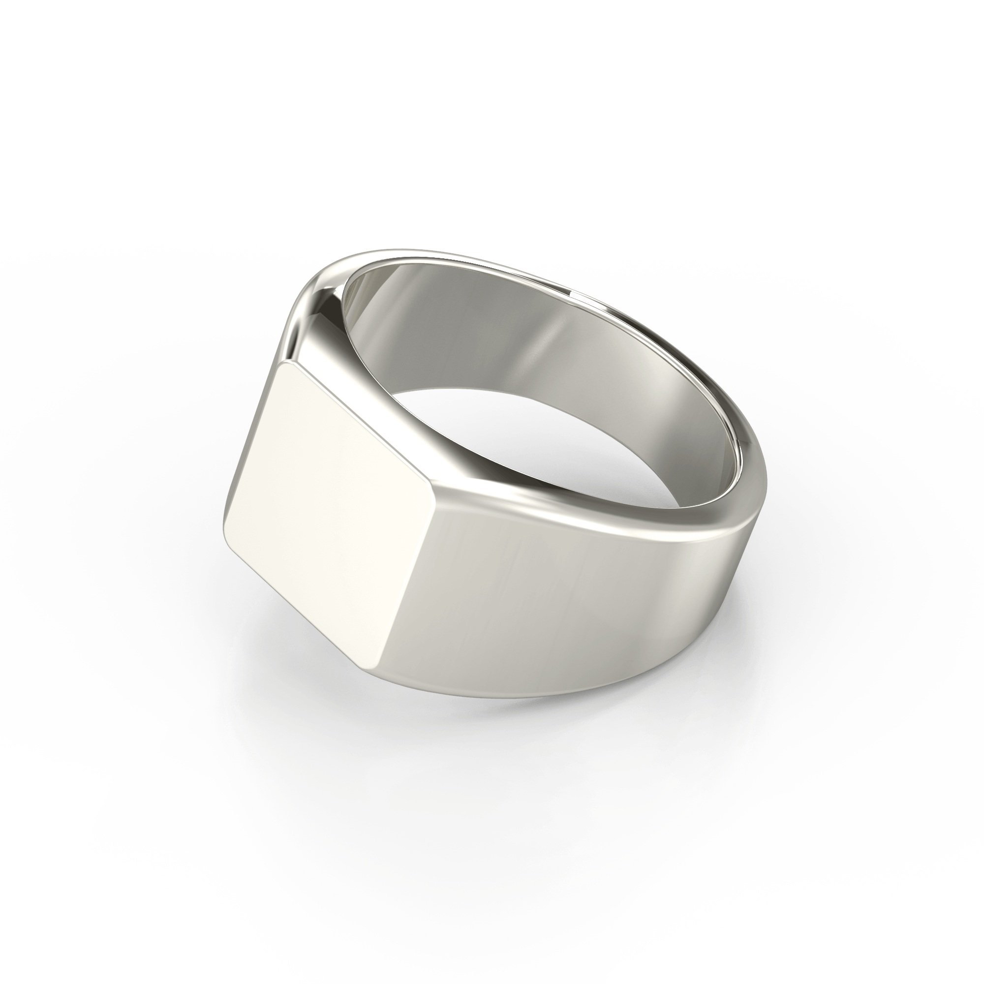 18ct White Gold Cushion Signet Rings — Laser Engraving Service