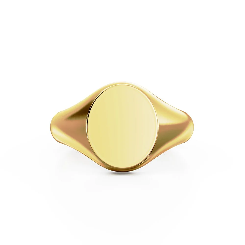 Heavy Weight 9ct Gold Cushion Shaped Signet Rings — Laser Engraving Service