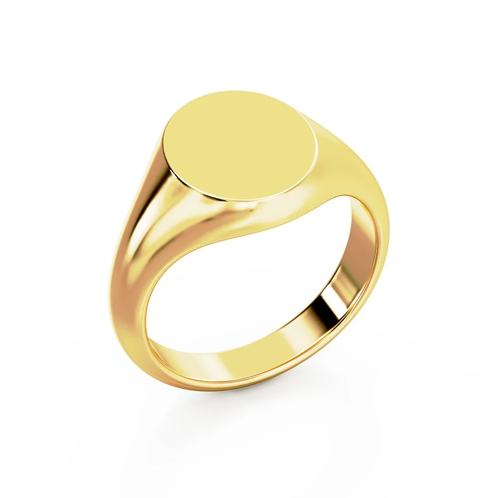 Heavy Weight 9ct Gold Cushion Shaped Signet Rings — Laser Engraving Service