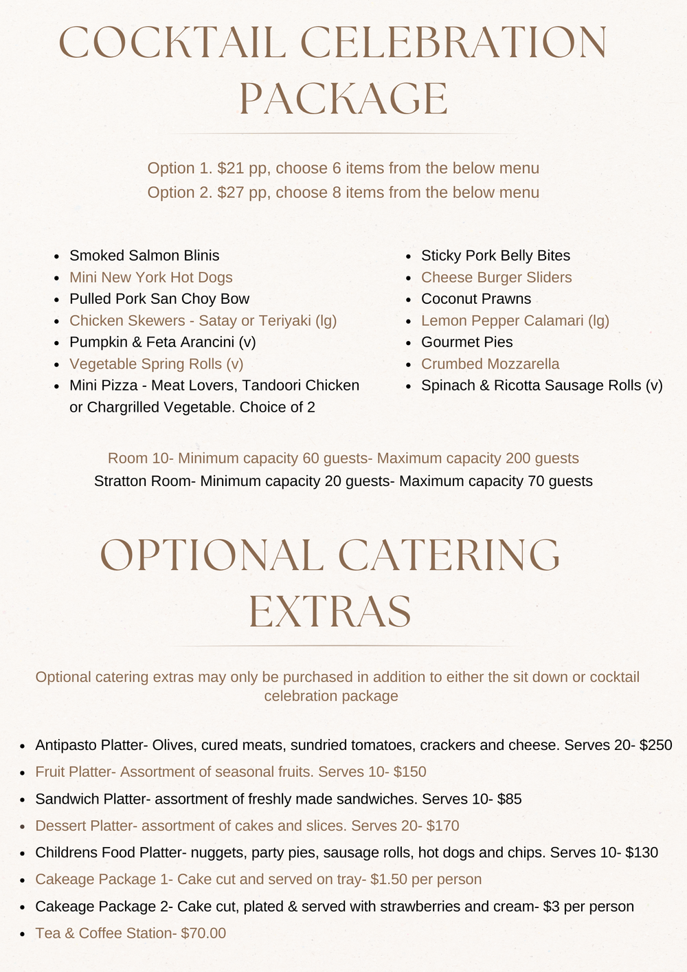 FUNCTIONS — MORNINGTON HOTEL