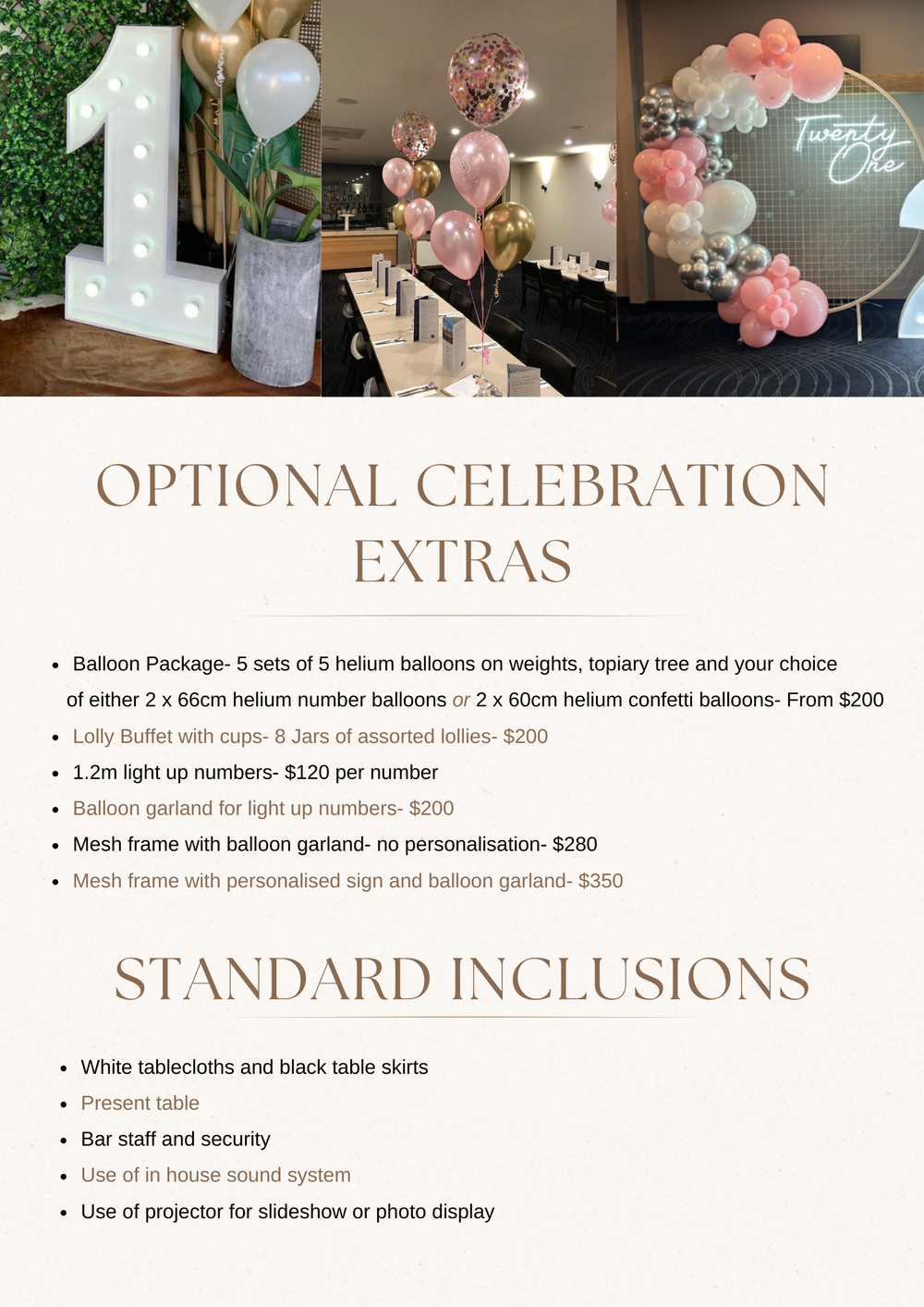 FUNCTIONS — MORNINGTON HOTEL