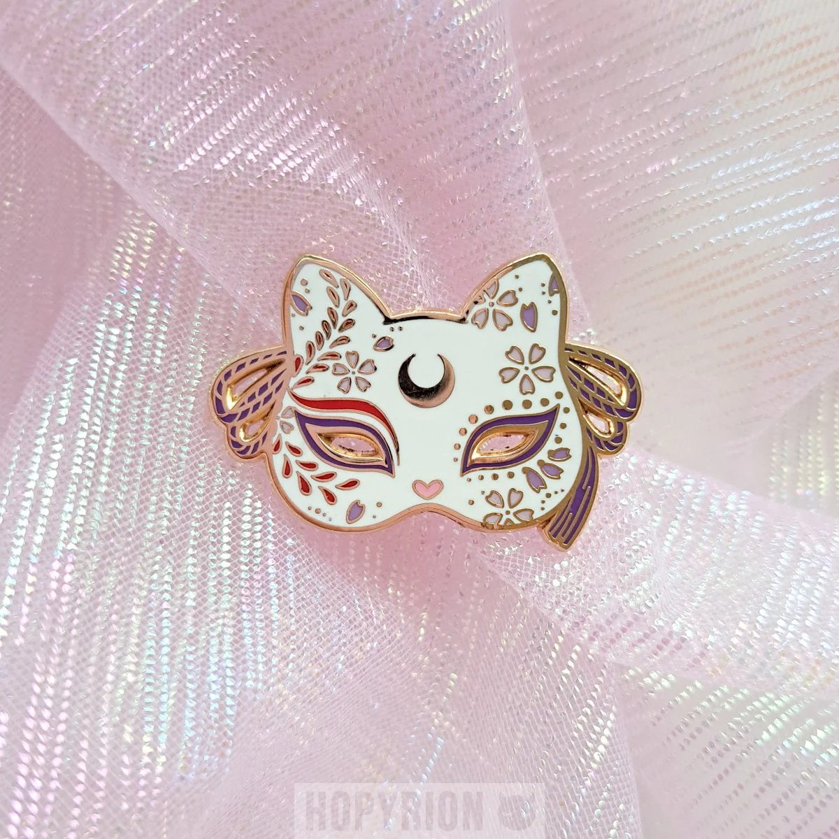 Kitsune Fox Mask | Enamel Pin — Hopyrion - Kawaii Art Shop
