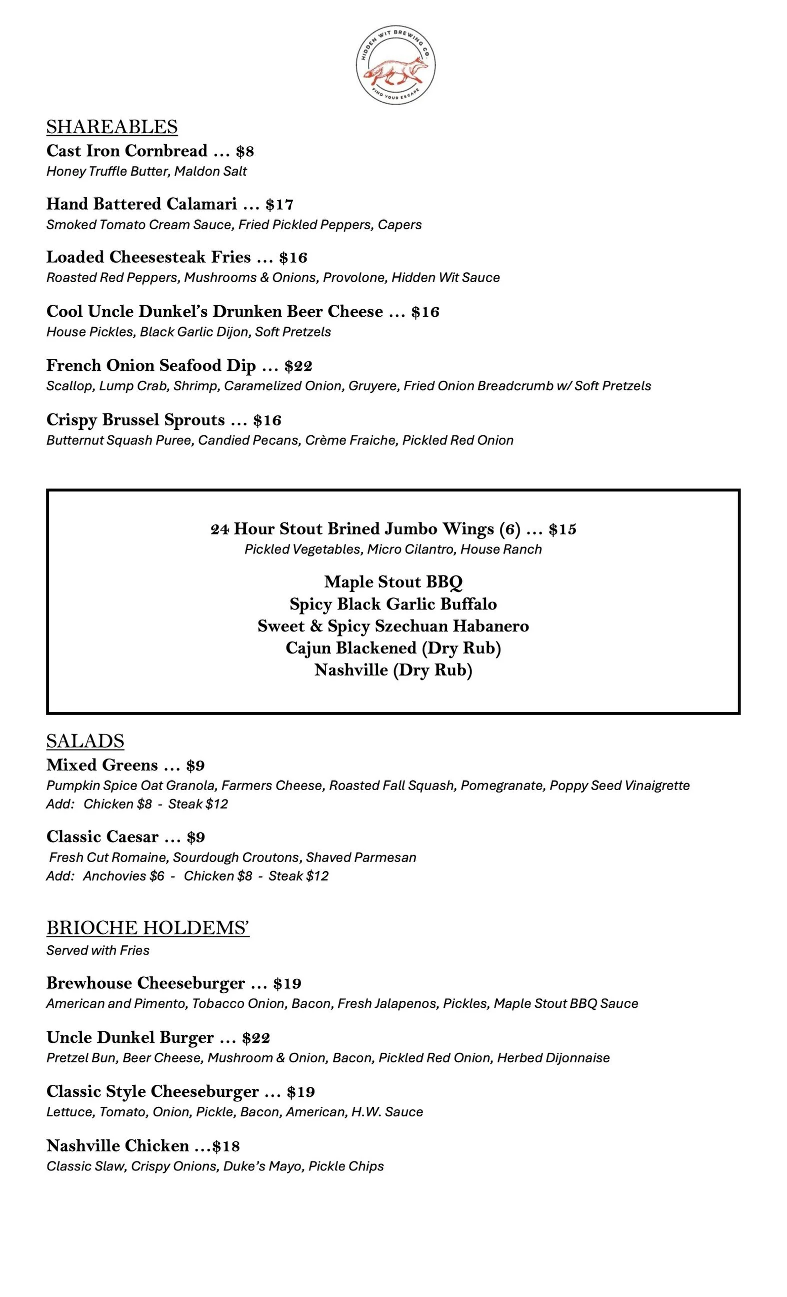 Our Food | Hidden Wit Brewing Company