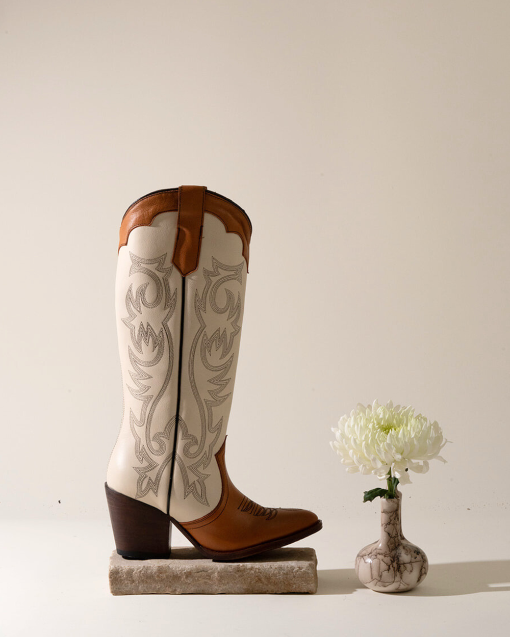 1991 "Sunday" Cowboy Boot - Milk & Honey Creme White Leather — 1991 ...