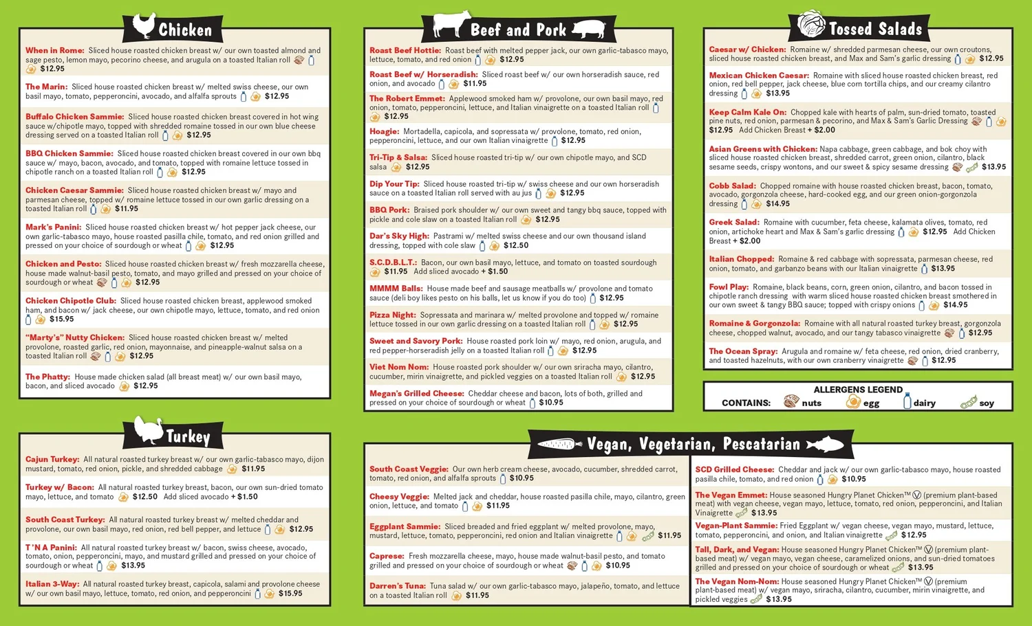 PDF Menu | South Coast Deli | Sandwiches | Salads