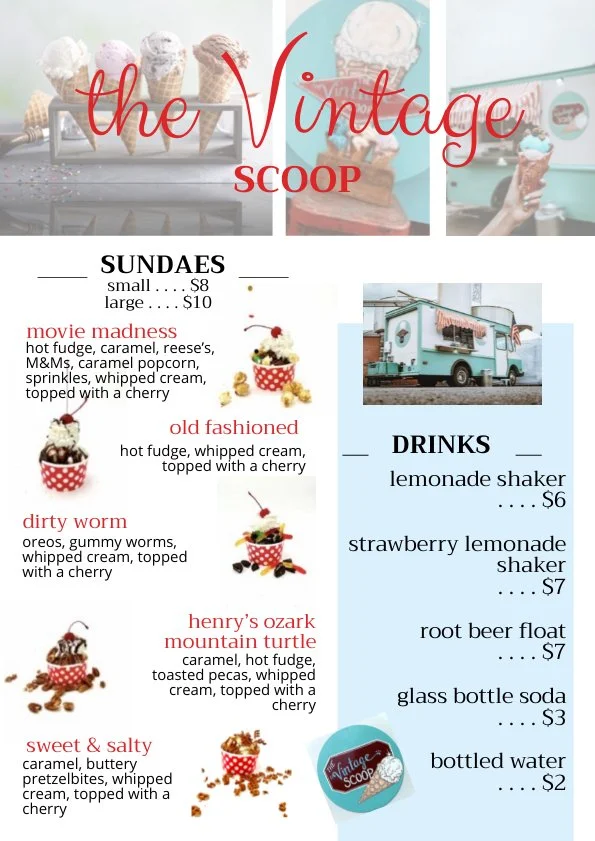 MENU — THE VINTAGE SCOOP
