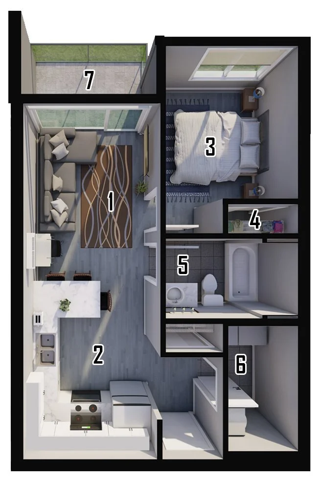 Suite F | 1 Bedroom — The Suites at 80 Morton