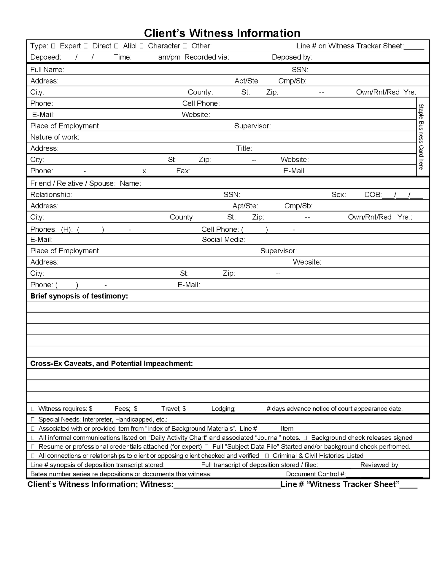 Case-Client Workbook Content — The Attorney Case File