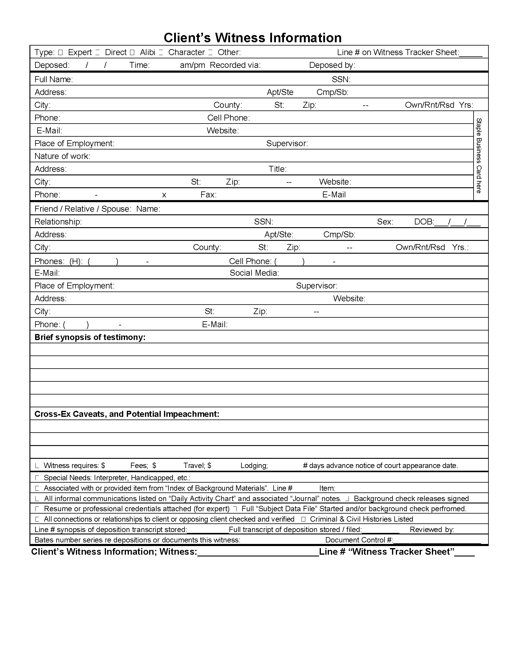 Case-Client Workbook Content — The Attorney Case File