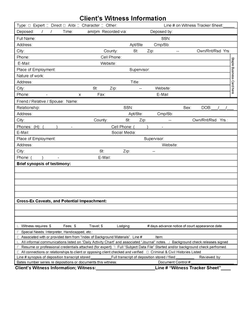 Case-Client Workbook Content — The Attorney Case File