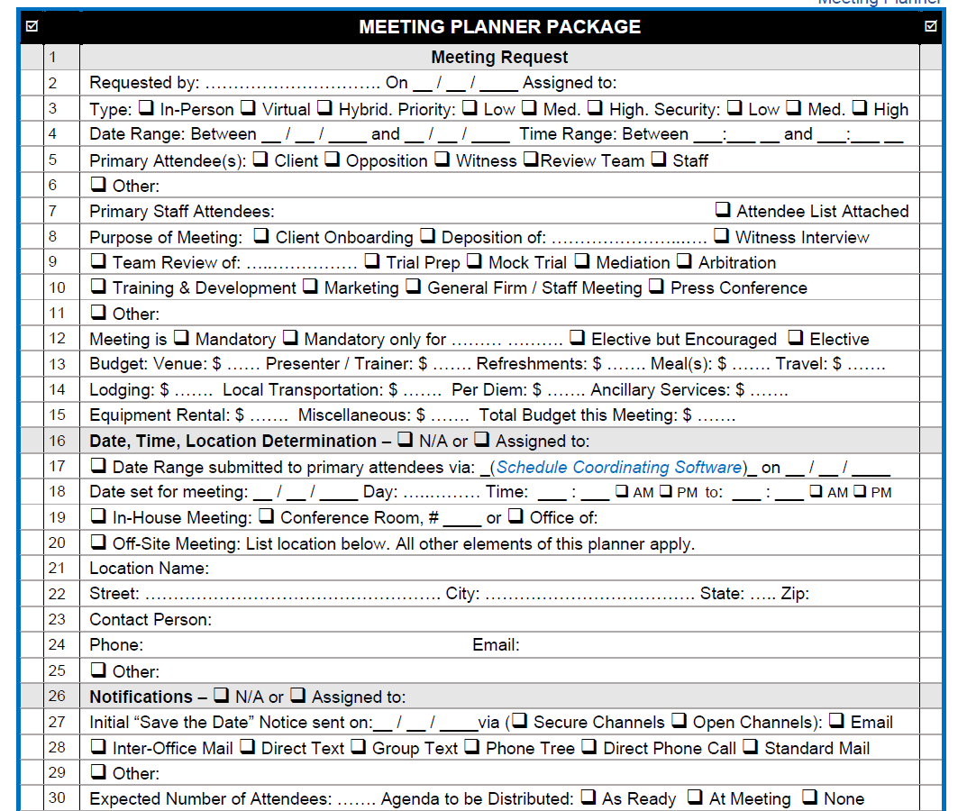 New Templates: The Meeting Planner Package — The Attorney Case File