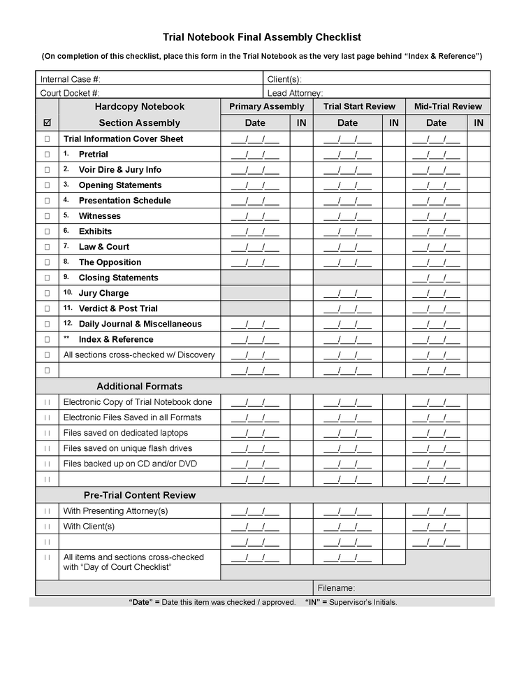 Trial Prep Workbook Content — The Attorney Case File