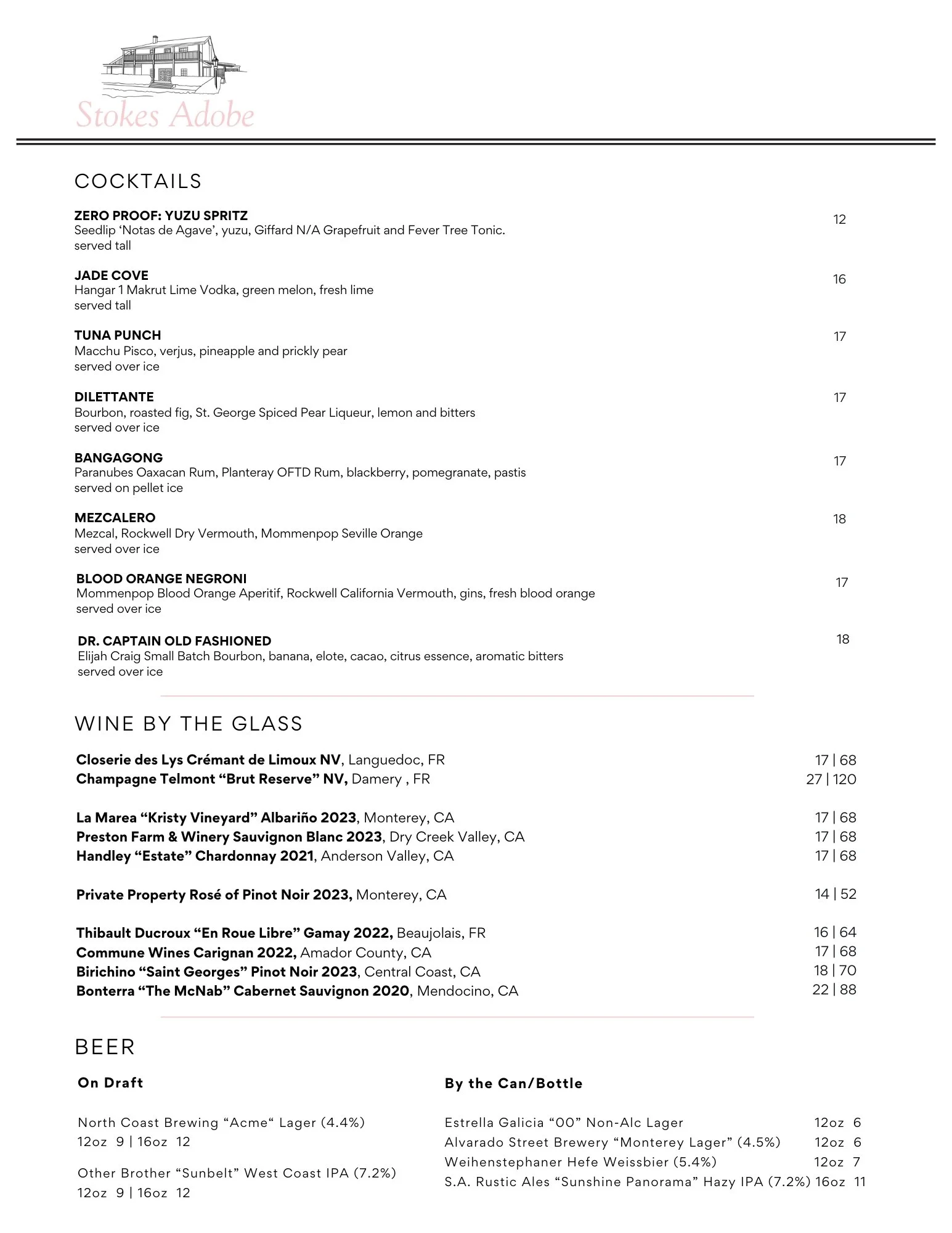 Dinner + Drinks — Stokes Adobe