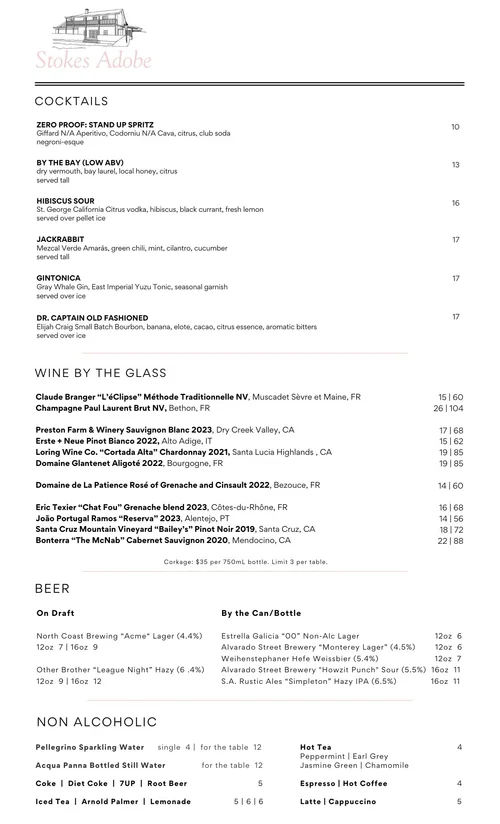 Dinner + Drinks — Stokes Adobe