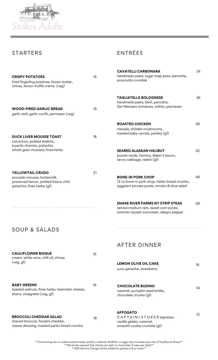 Dinner + Drinks — Stokes Adobe