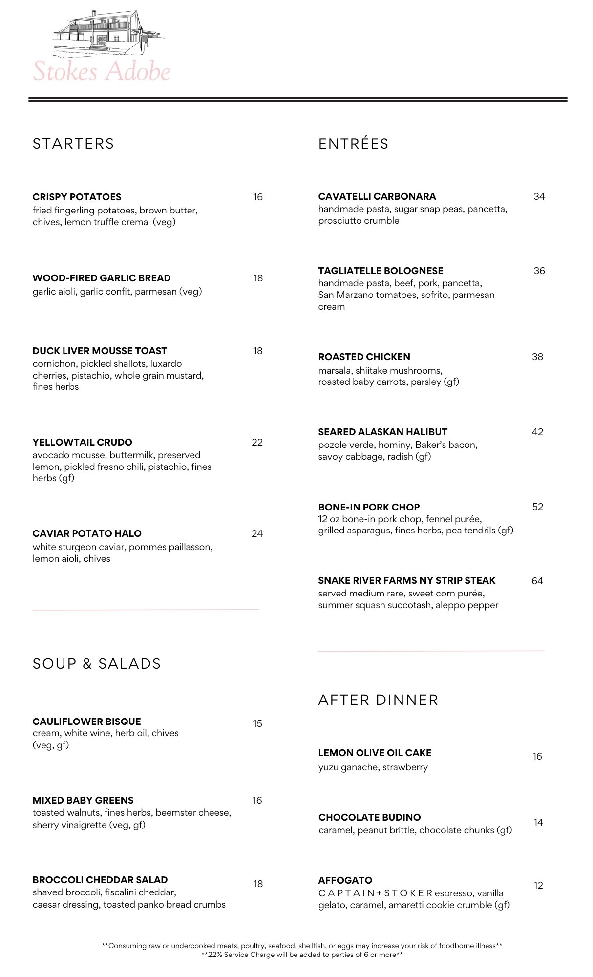 Dinner + Drinks — Stokes Adobe