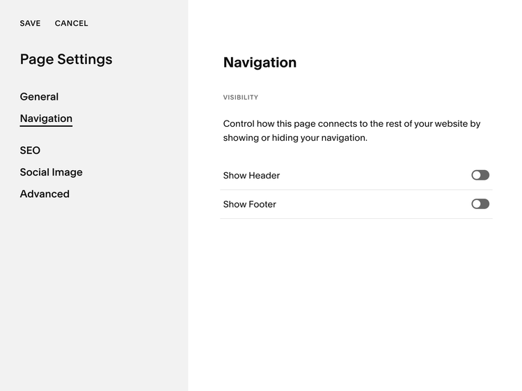 How to Remove the Header and Footer from a Squarespace page