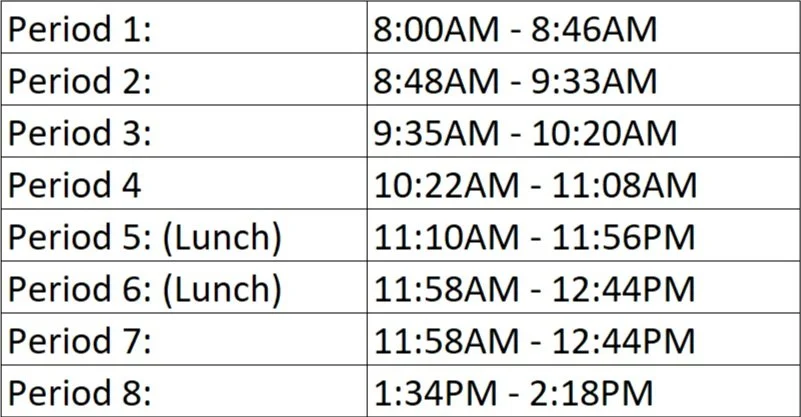 Bell Schedule — I.S. 303 Herbert S. Eisenberg