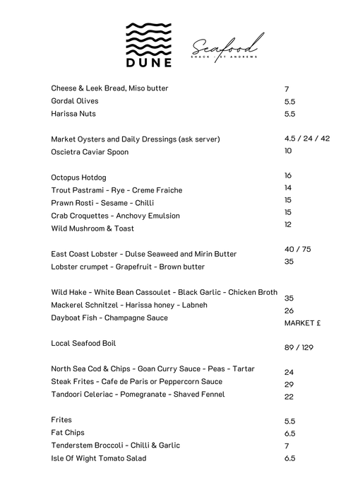 FOOD — DUNE ST ANDREWS