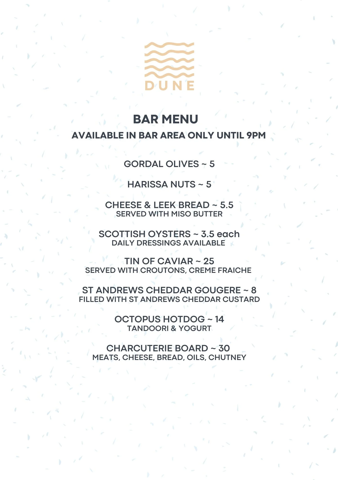 FOOD — DUNE ST ANDREWS