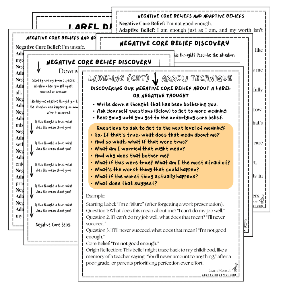 Labeling + Negative Core Beliefs — A Ducks Therapist