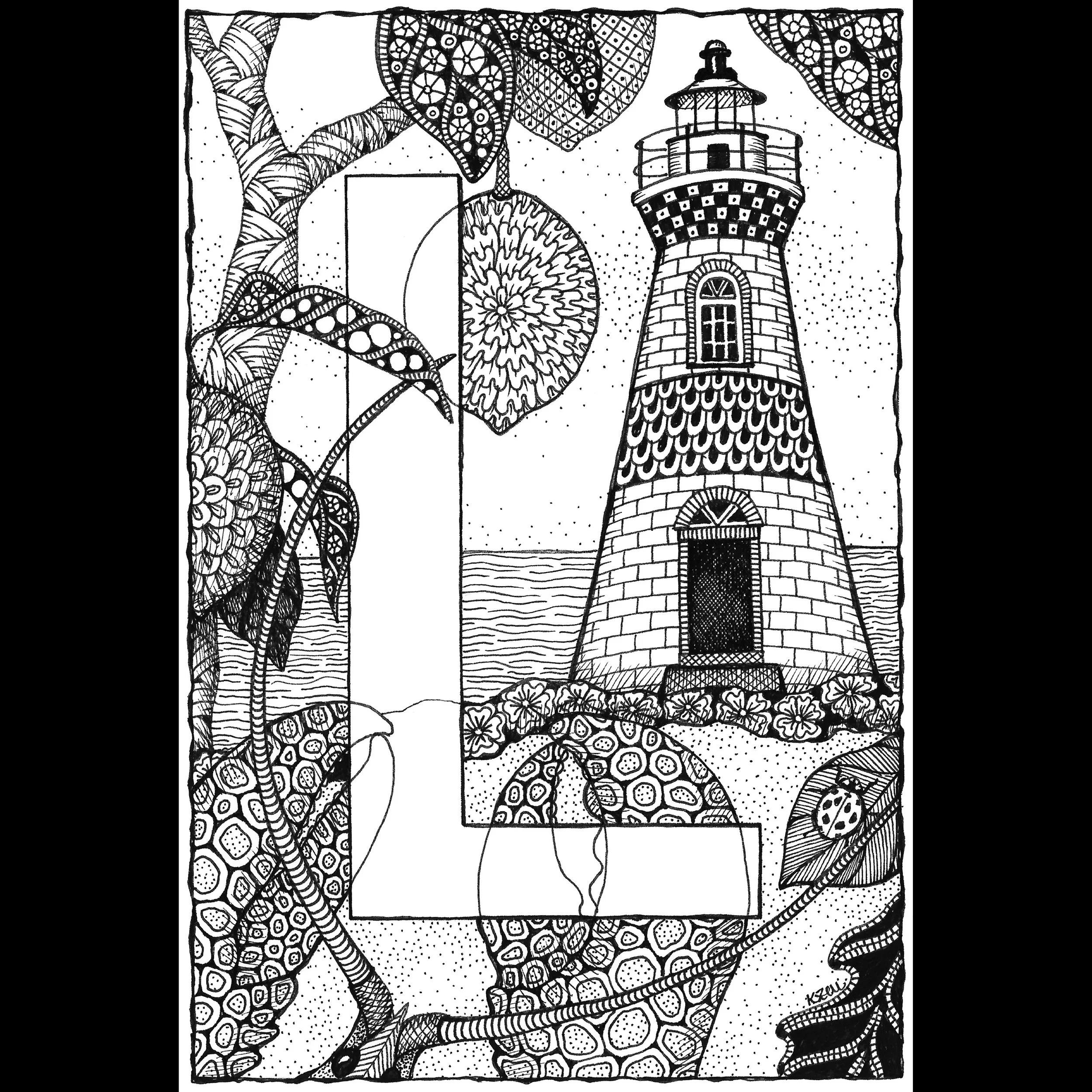 KRISTIN MOGER ART - Store- All work - Letter L ink illustration