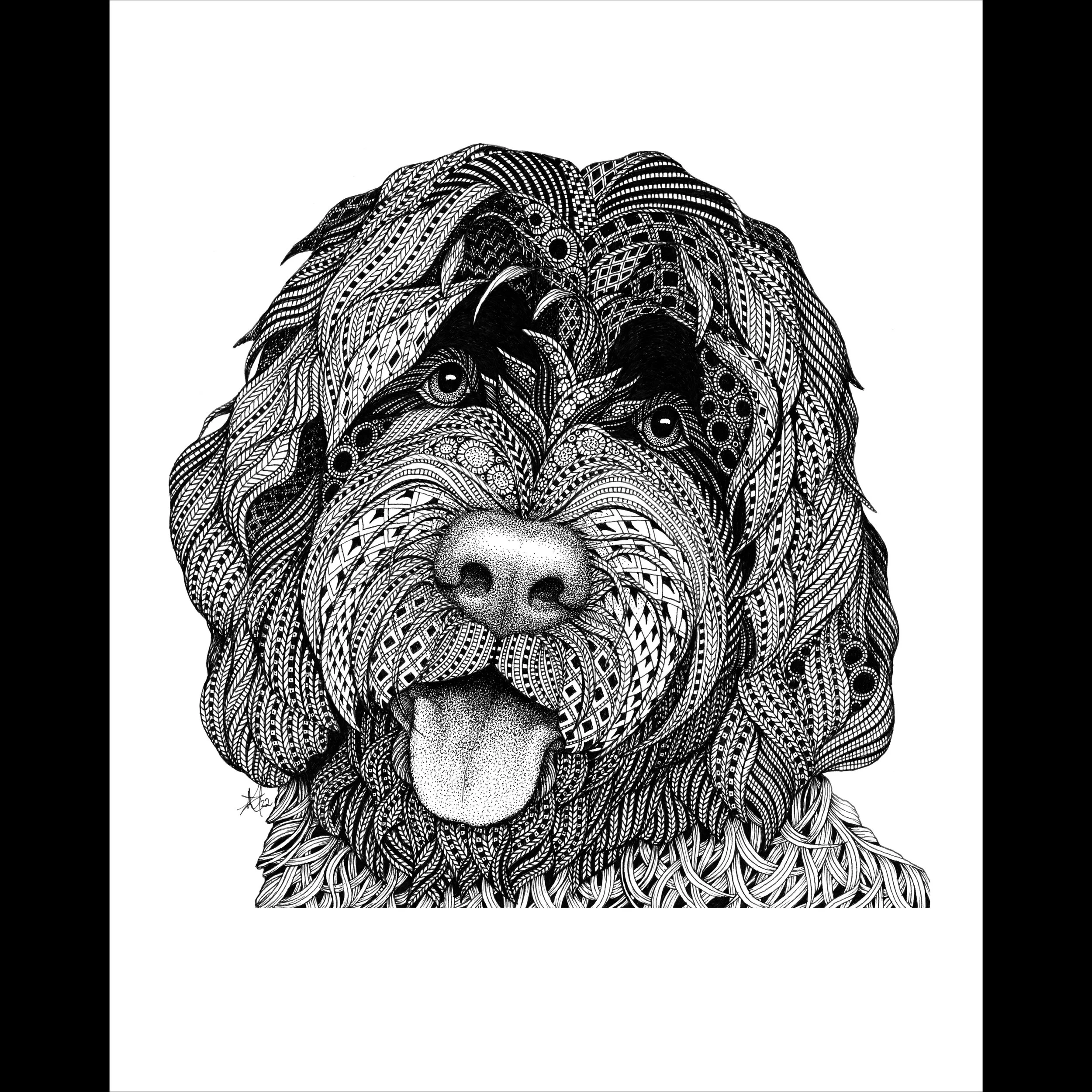 KRISTIN MOGER ART - Store- All work - Exuberance Doodle WPG Dog ...