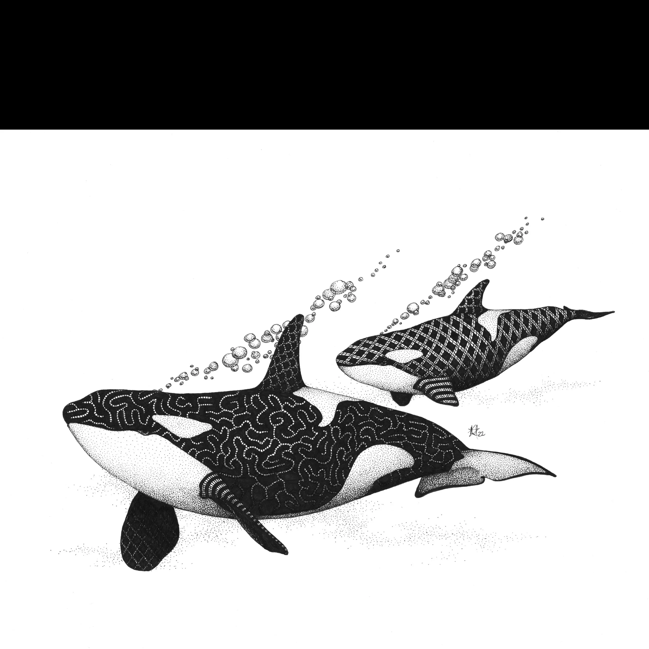 KRISTIN MOGER ART - Store- All work - Swim Lessons Orca Mother and ...