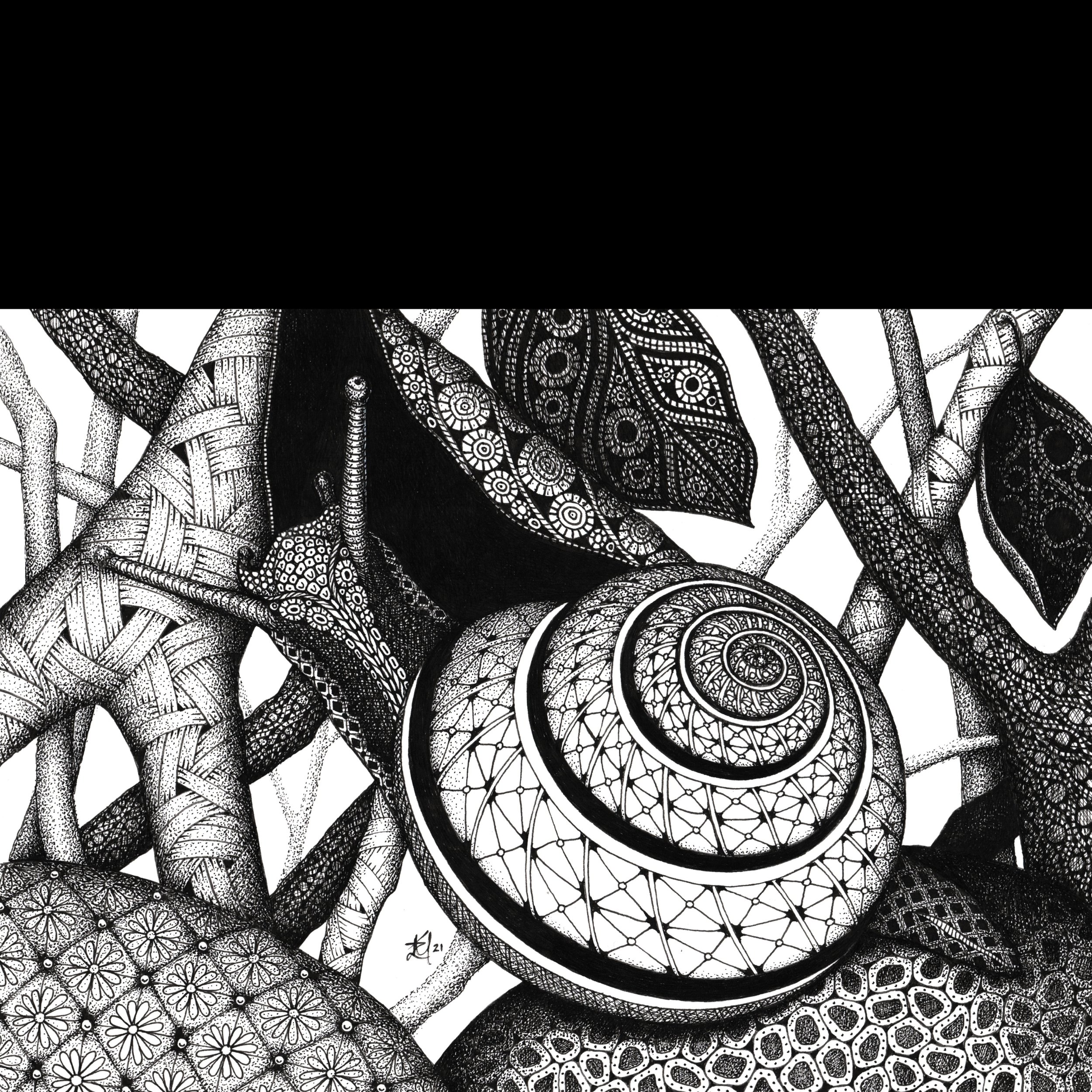 KRISTIN MOGER ART - Store- All work - Breakfast Buffet Snail Ink Drawing