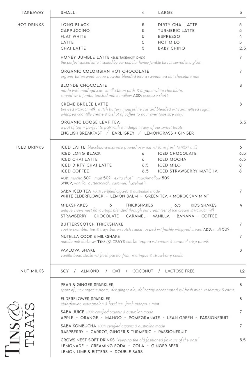 Menu — Tins & Trays