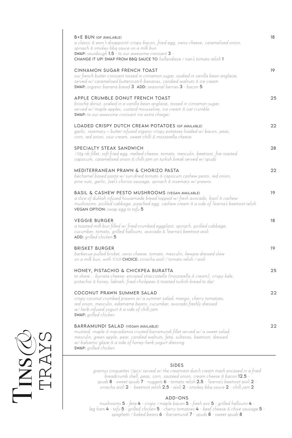 Menu — Tins & Trays