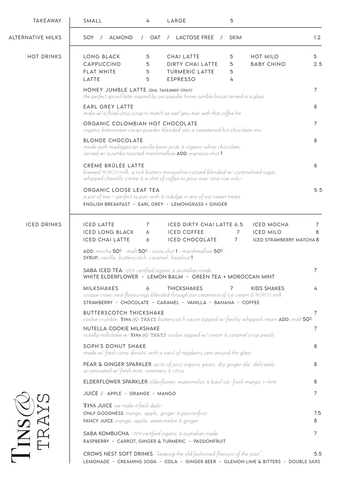 Menu — Tins & Trays