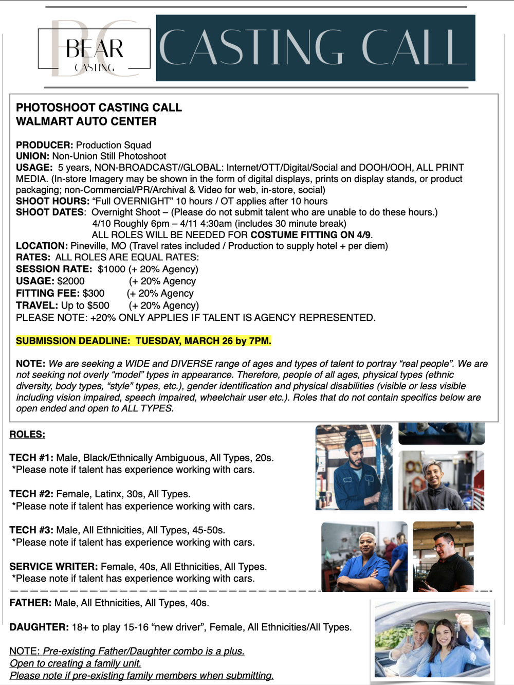 CASTING CALLS — BEAR CASTING