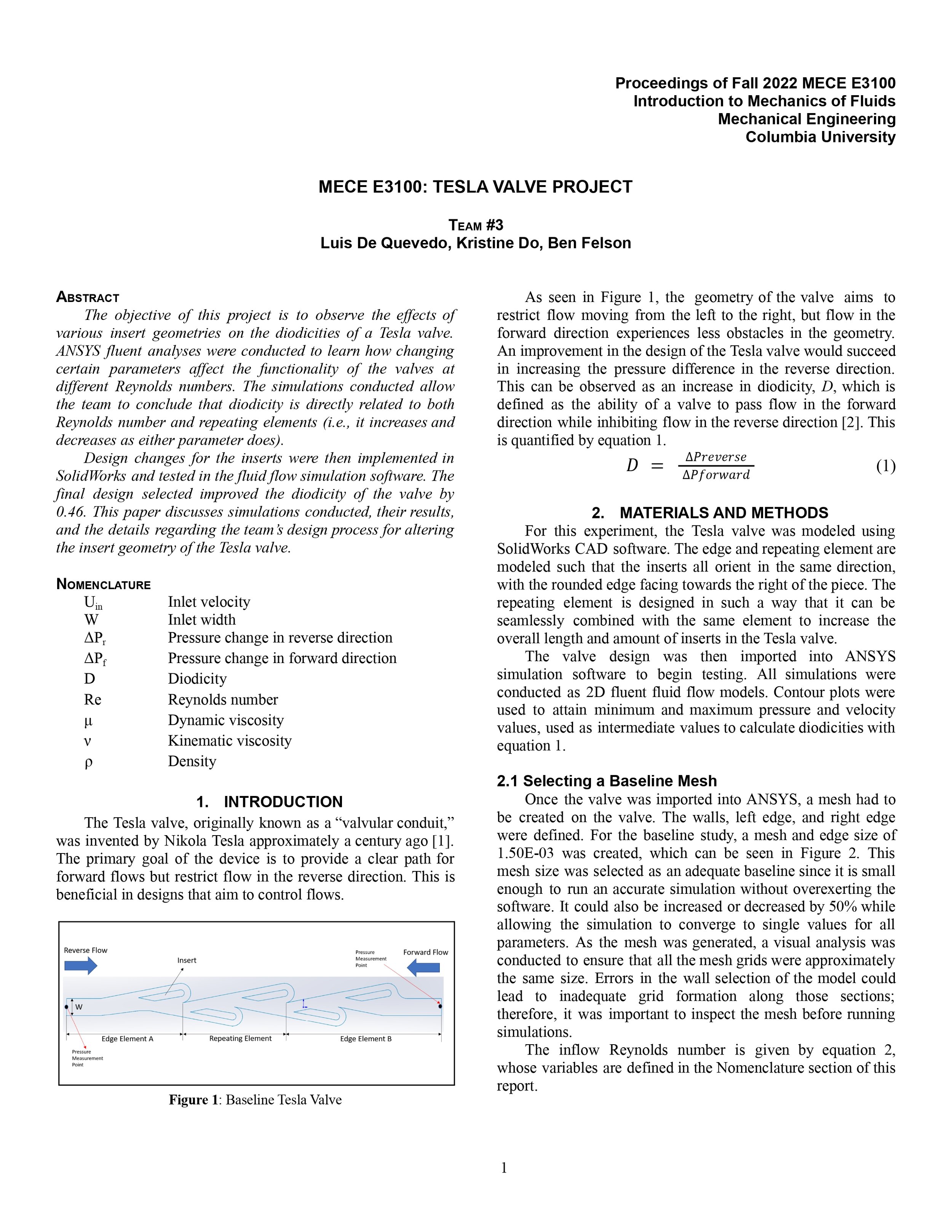 Tesla Valve Design Study — Ben Felson