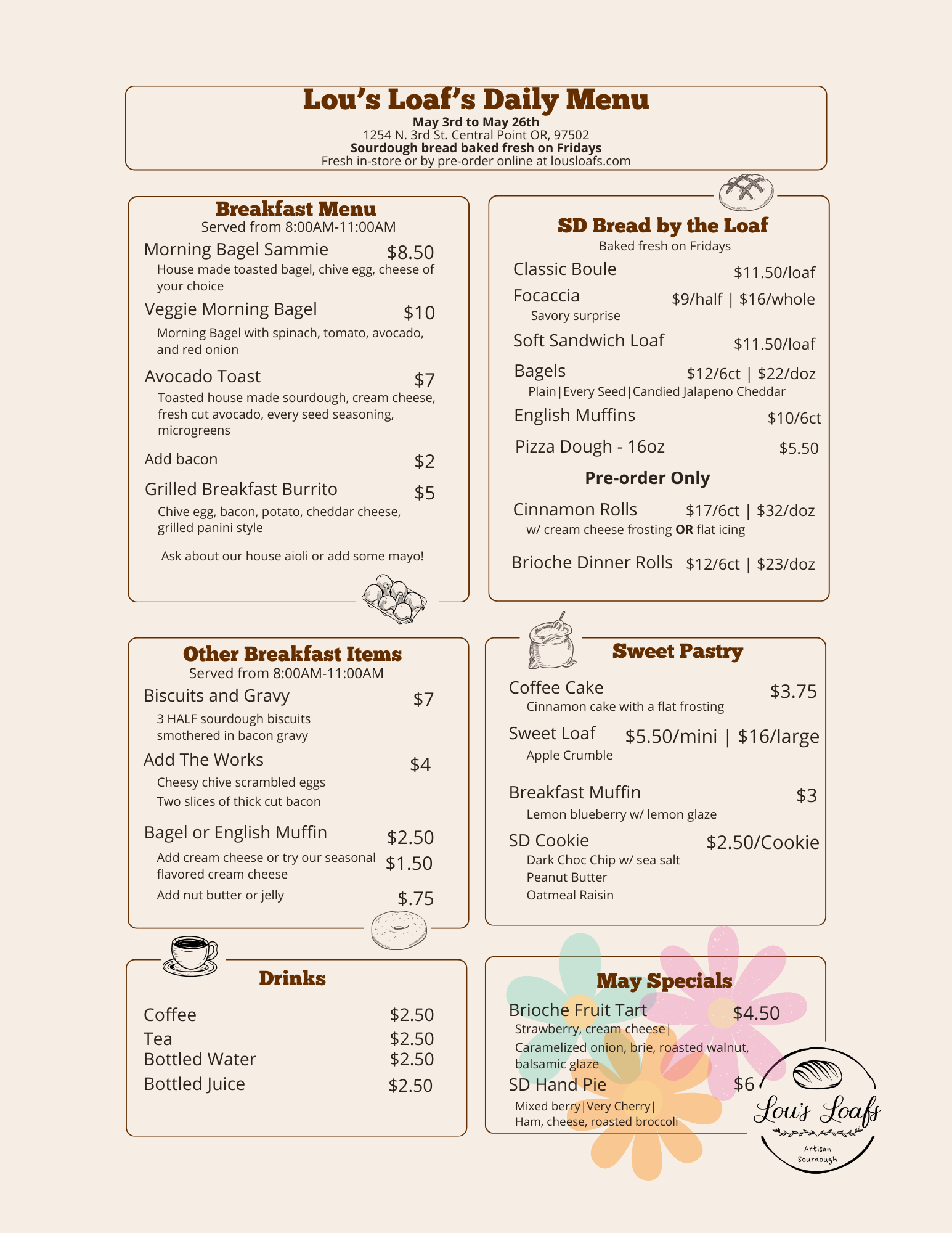 Menu — Lou's Loafs