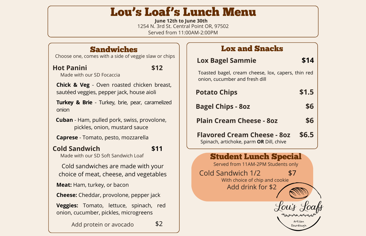 Menu — Lou's Loafs