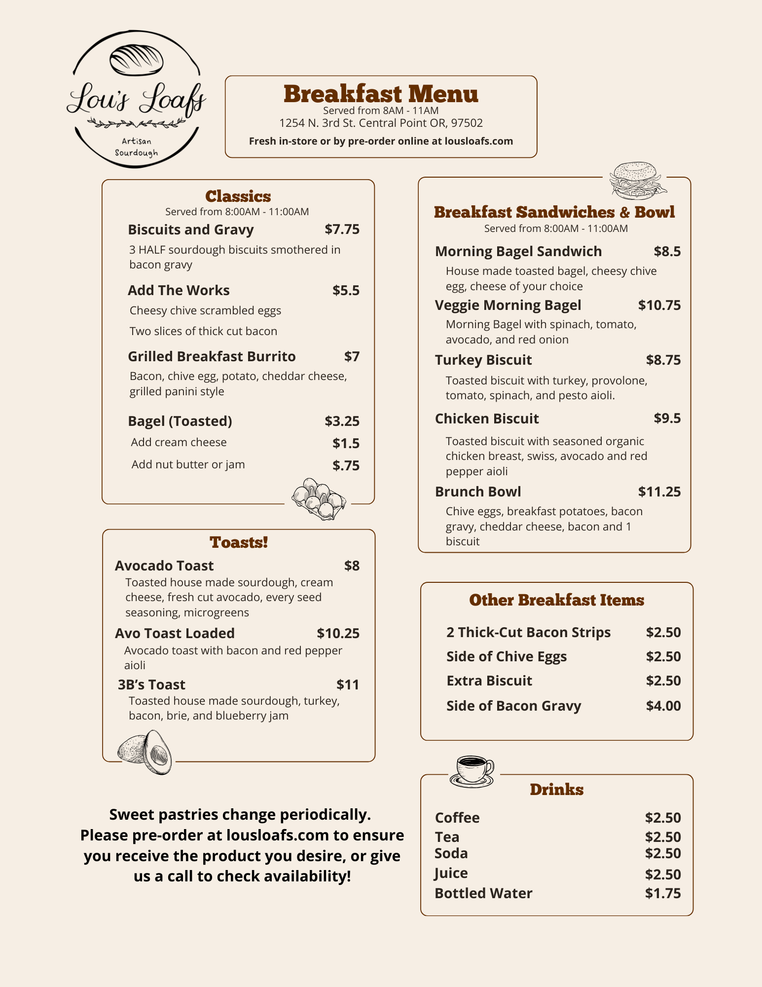 Menu — Lou's Loafs