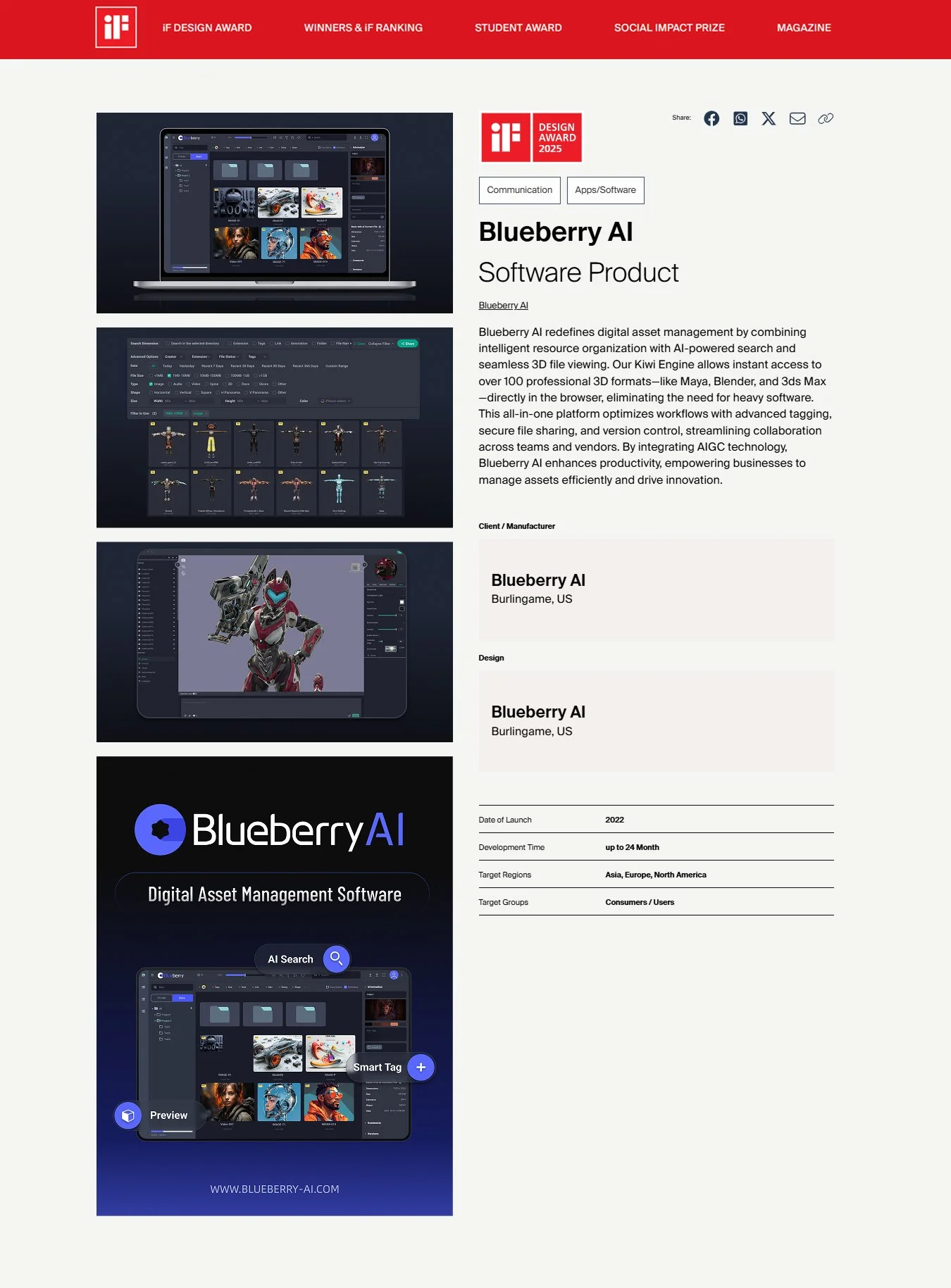 Blueberry AI Wins iF Product Design Award — Blueberry