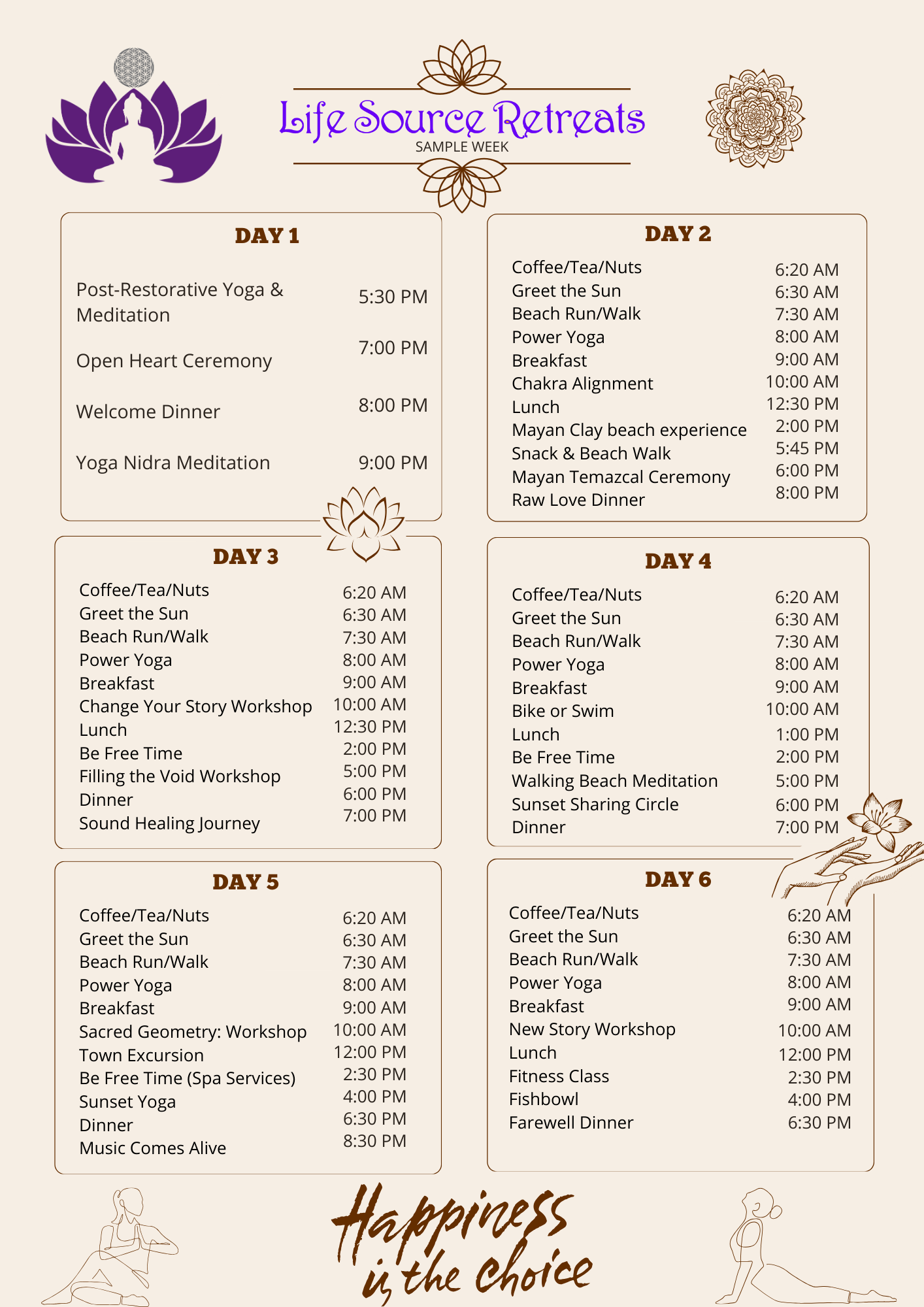 Sample Week — Life Source Retreats